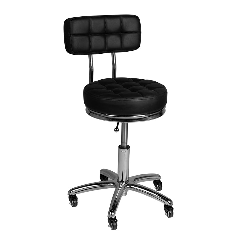 Rollhocker mit Lehne AM-877 Schwarz | Kosmetikliege-shop.de